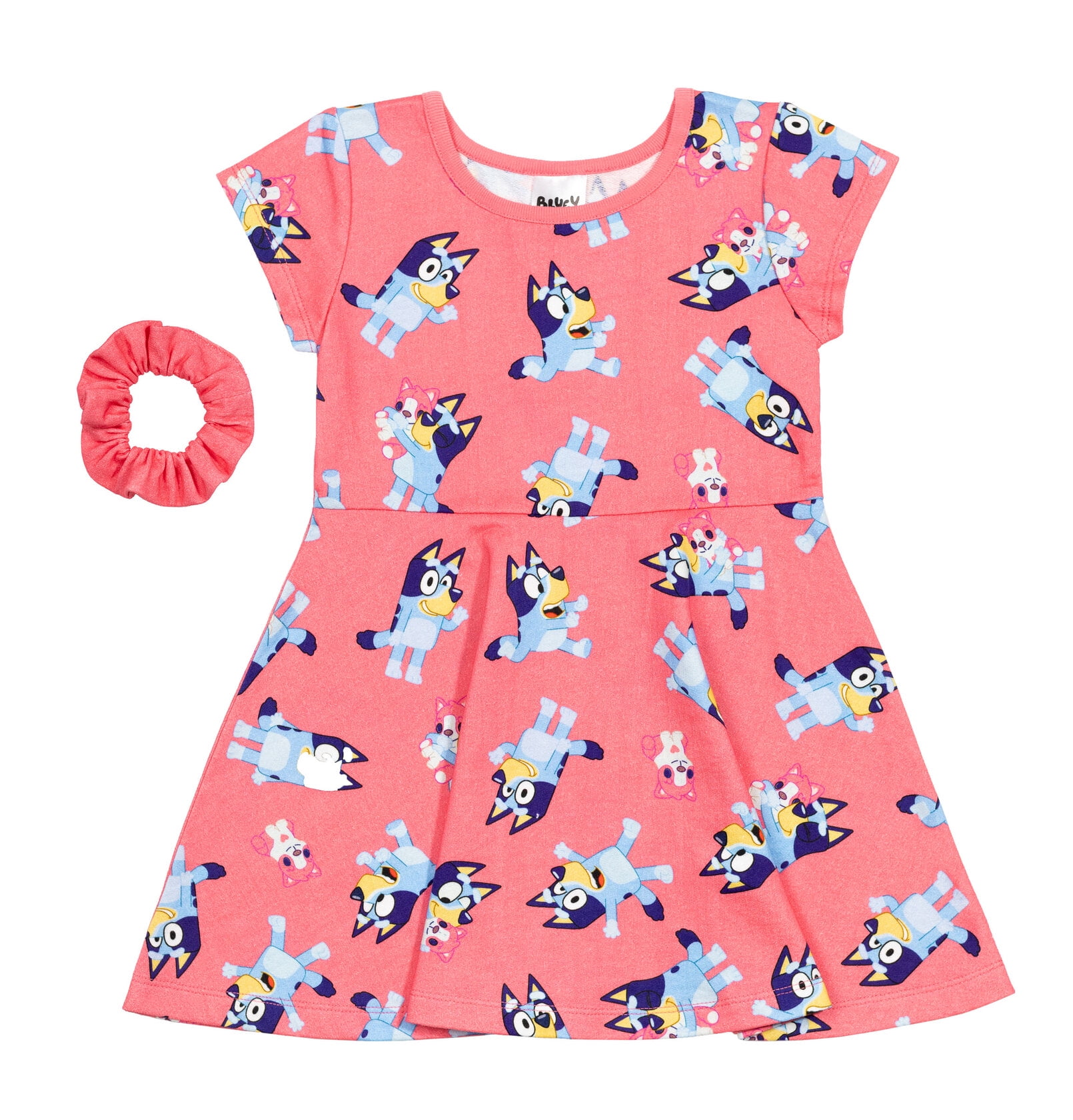Bluey Big Girls Skater Dress and Scrunchie Toddler to Big Kid - Walmart.com