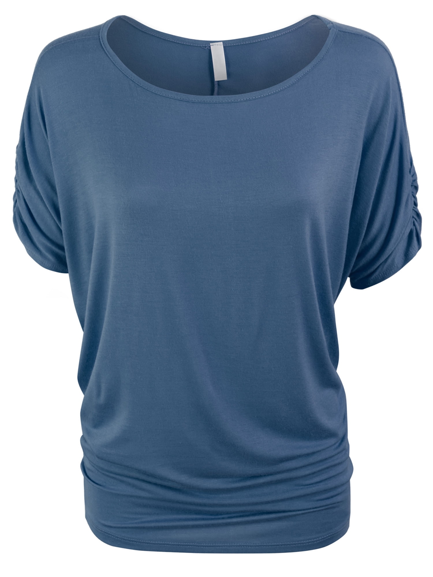 KOGMO Womens Solid Basic Womens Boatneck Dolman Top with Sleeve ...