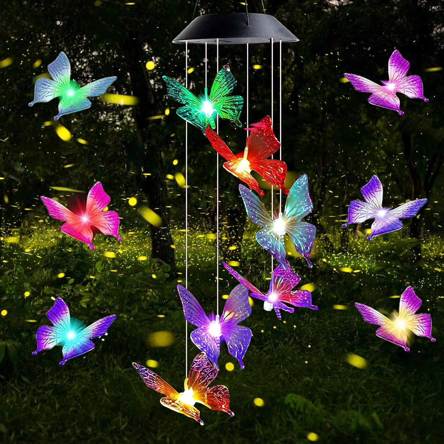 LINLIN LED Solar Wind Chime Light,Color Changing Wind Chimes Garden ...