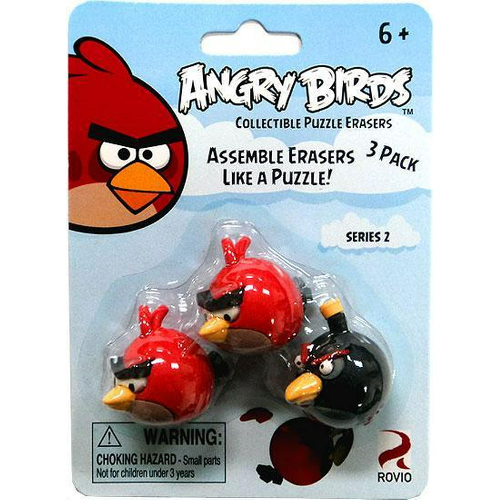 Collectible Puzzle Erasers Series 2 Angry Birds Eraser 3-Pack [2 Red ...