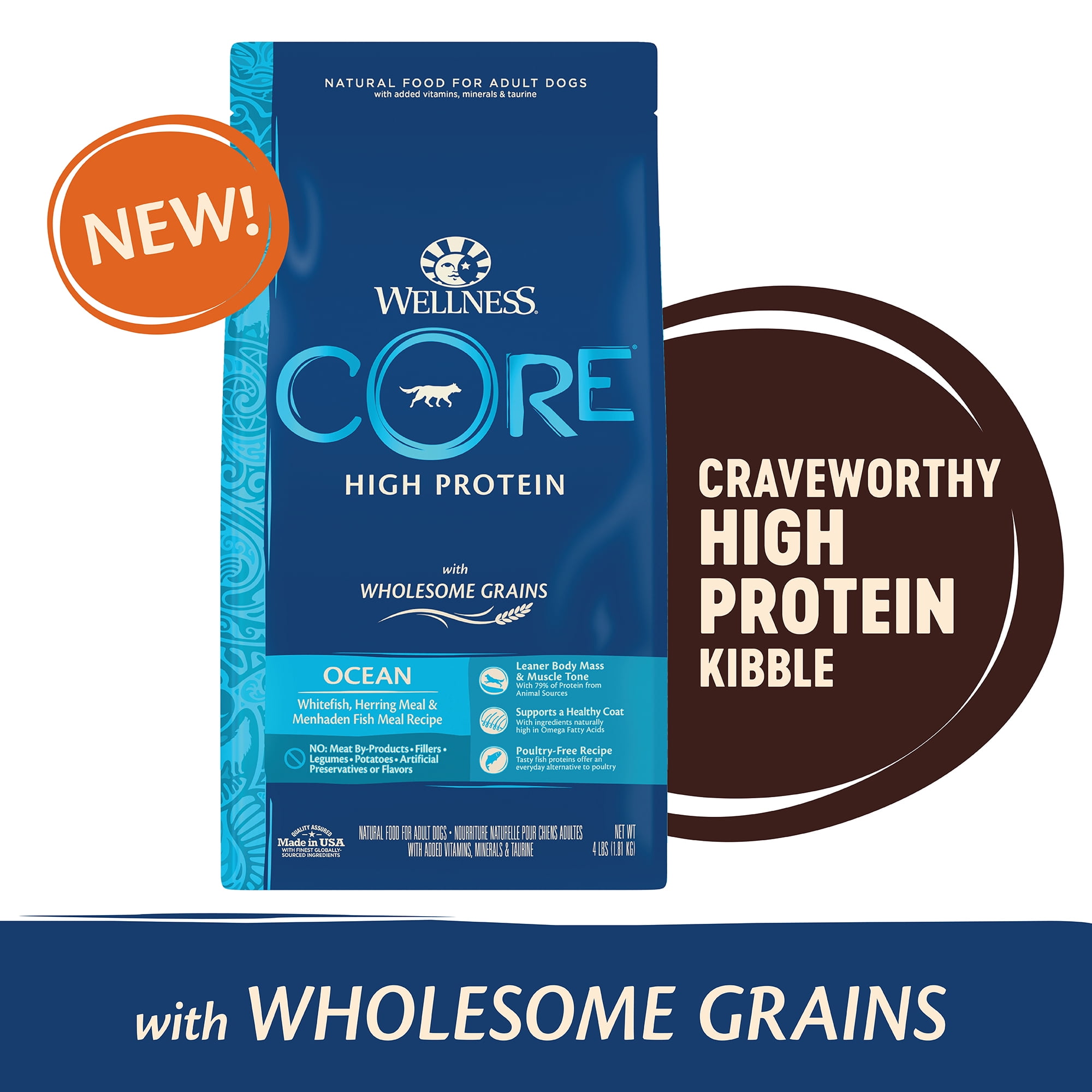 Buy Wellness CORE Wholesome Grains Ocean Recipe, 4 Pound Bag Online in ...