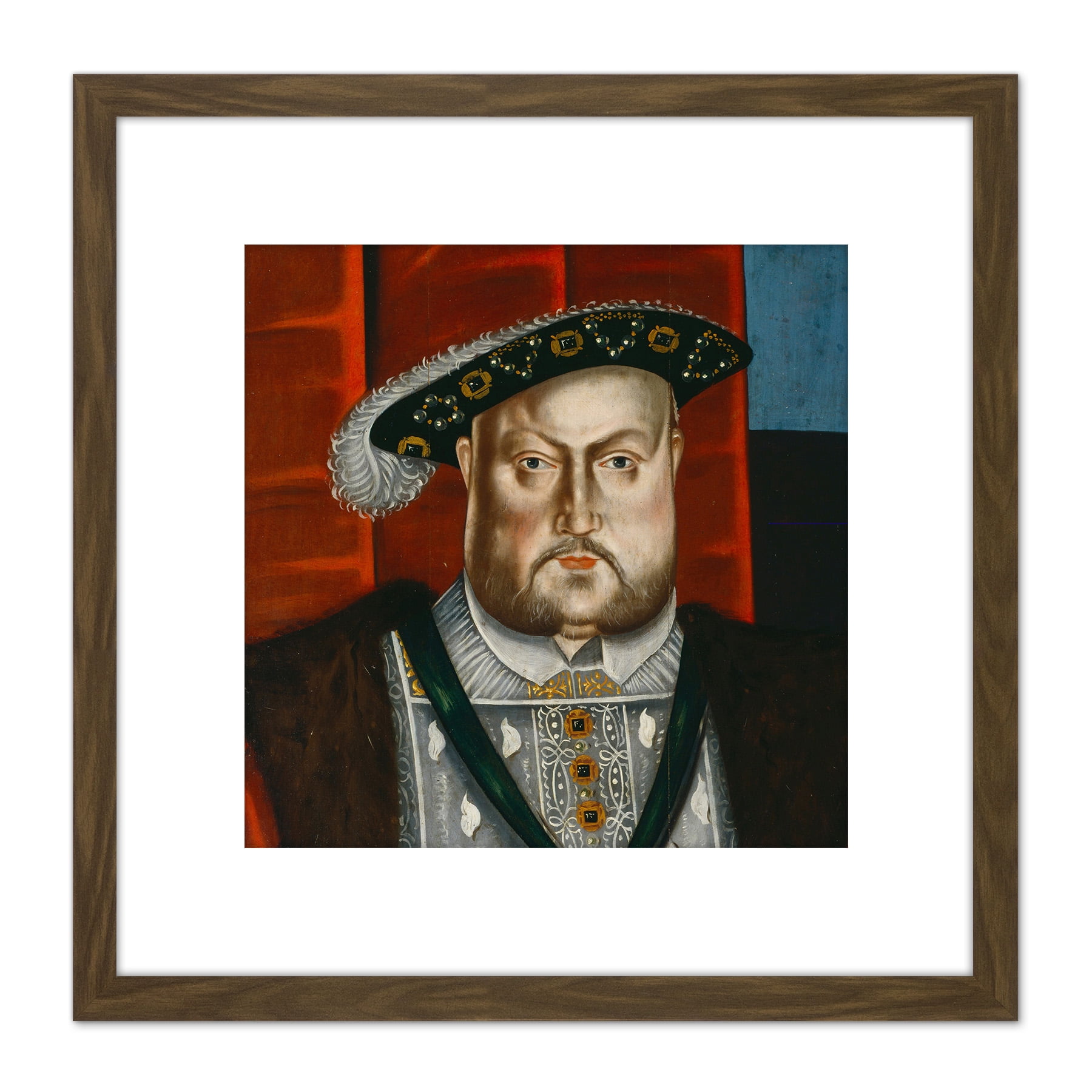 British School Henry VIII King Portrait 8X8 Inch Square Wooden Framed ...