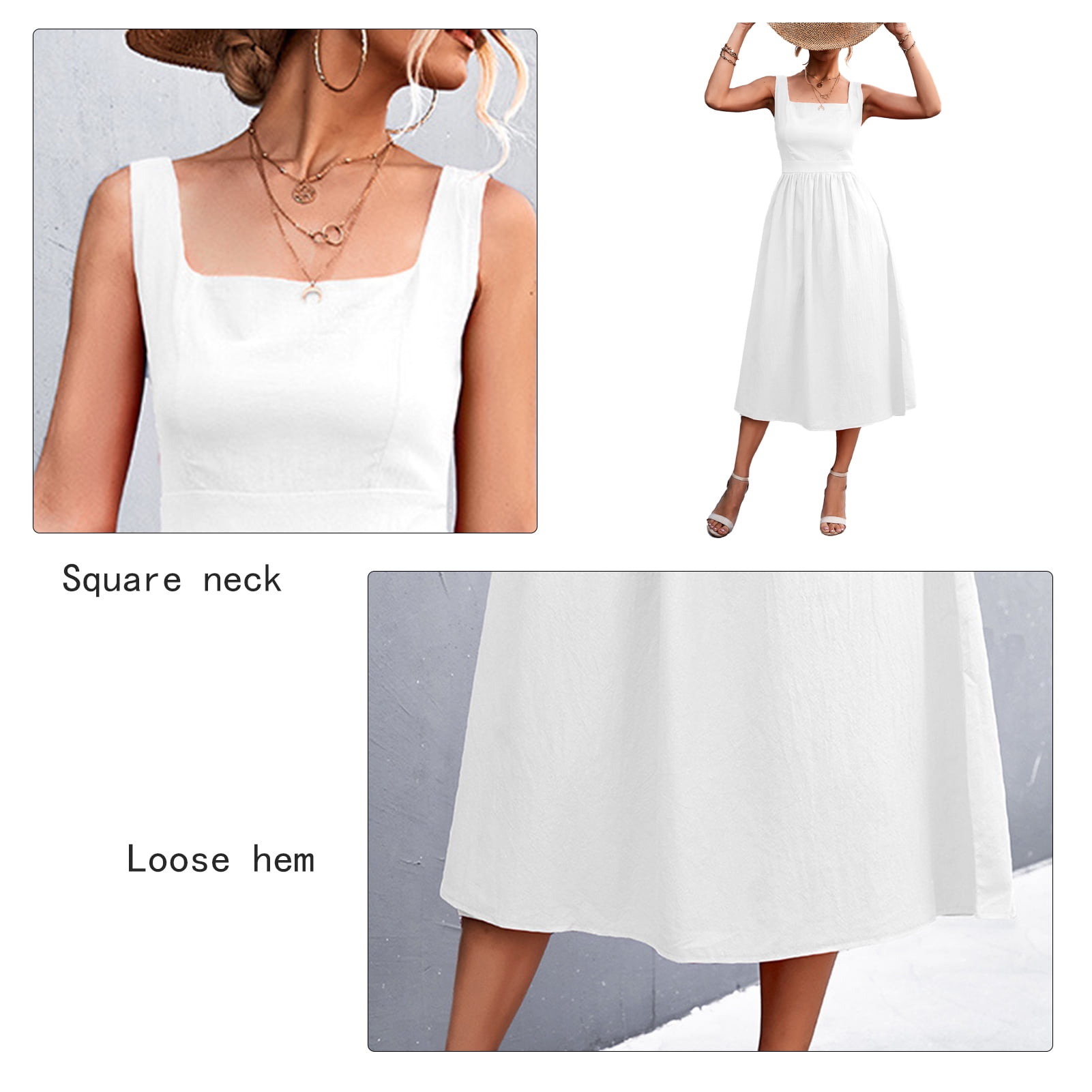 Click here for Spptty Square Neck Slip Dress  Loose Washable Poly... prices