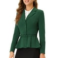 Allegra K Women's Notched Lapel Long Sleeves Belted Work Office Peplum ...