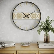 Oversized Rustic Wall Clock, Battery Operated, Roman Numerals, Brown ...