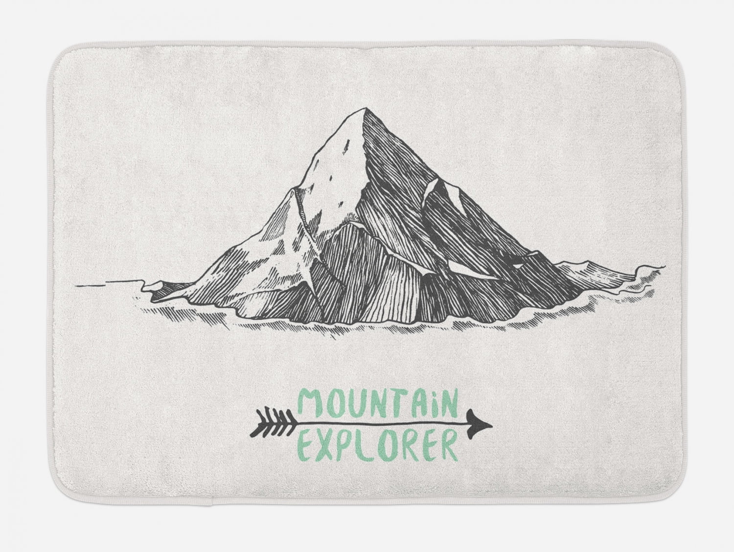 Explore Bath Mat, Sketch Style Mountain with an Arrow Exploring Themed ...