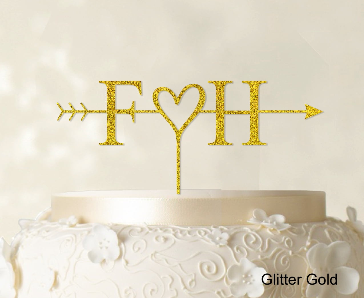 "Initial Name Cake Topper Personalized Glitter Yellow Cake Topper Color ...