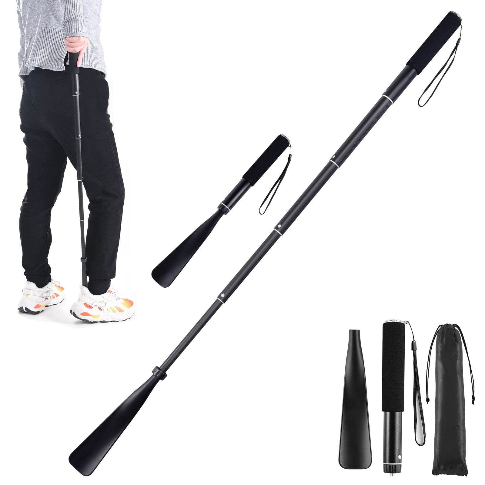 Btideas Shoe Horn Long Handle, 15"-37" Aluminum Alloy Metal Long Shoe ...