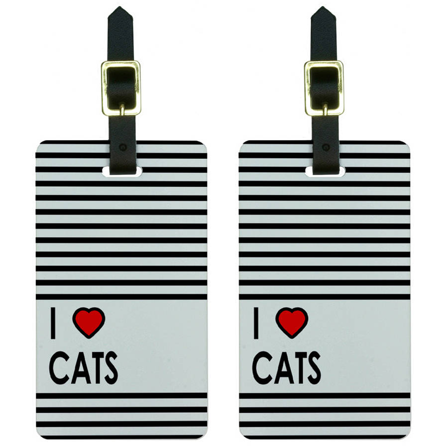 I Love Heart Cats Luggage Tags Suitcase Carry-On ID, Set of 2 - Walmart.com