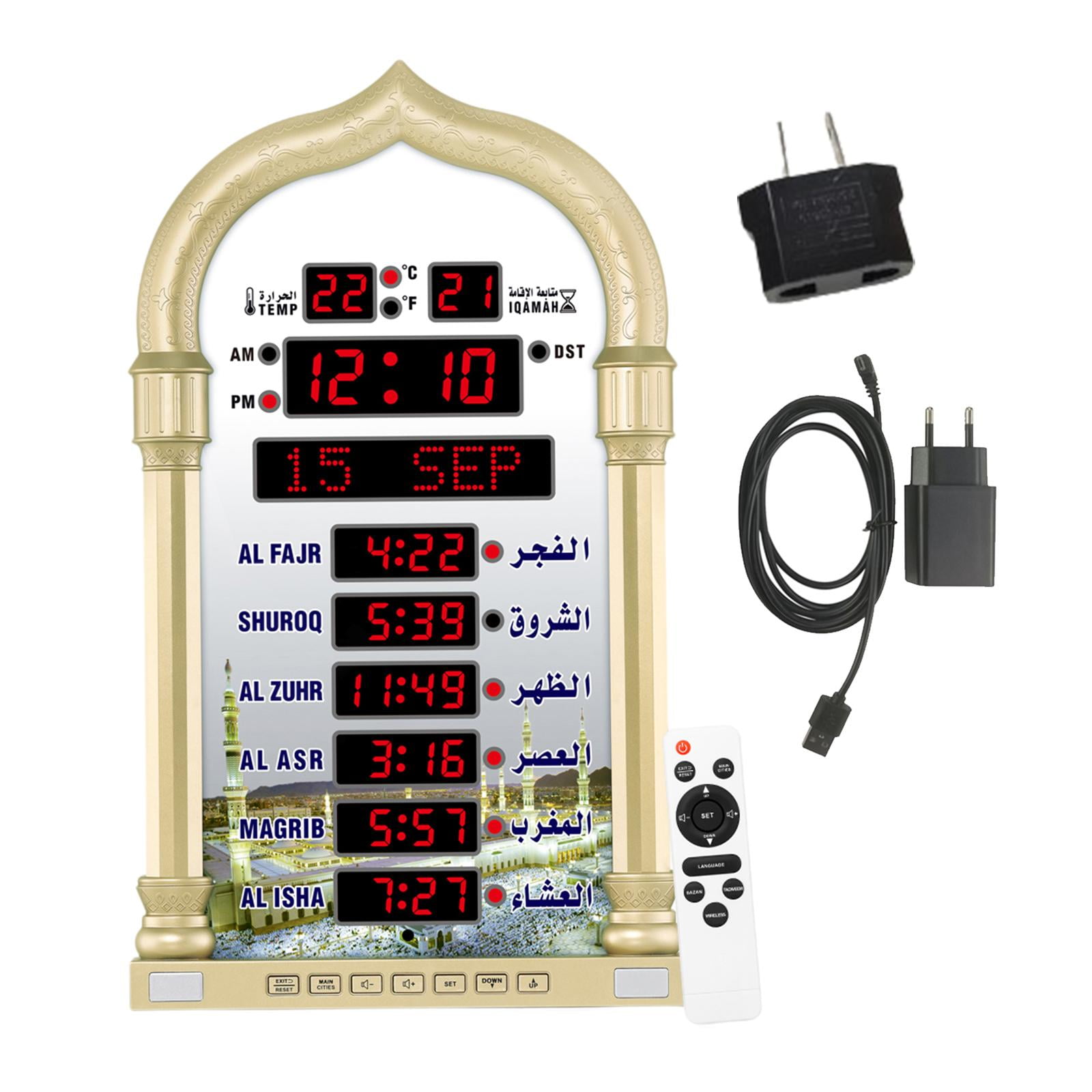 GROWTH TANK Horloge Azan Décoration Maison Ramadan Horloge de Prière ...