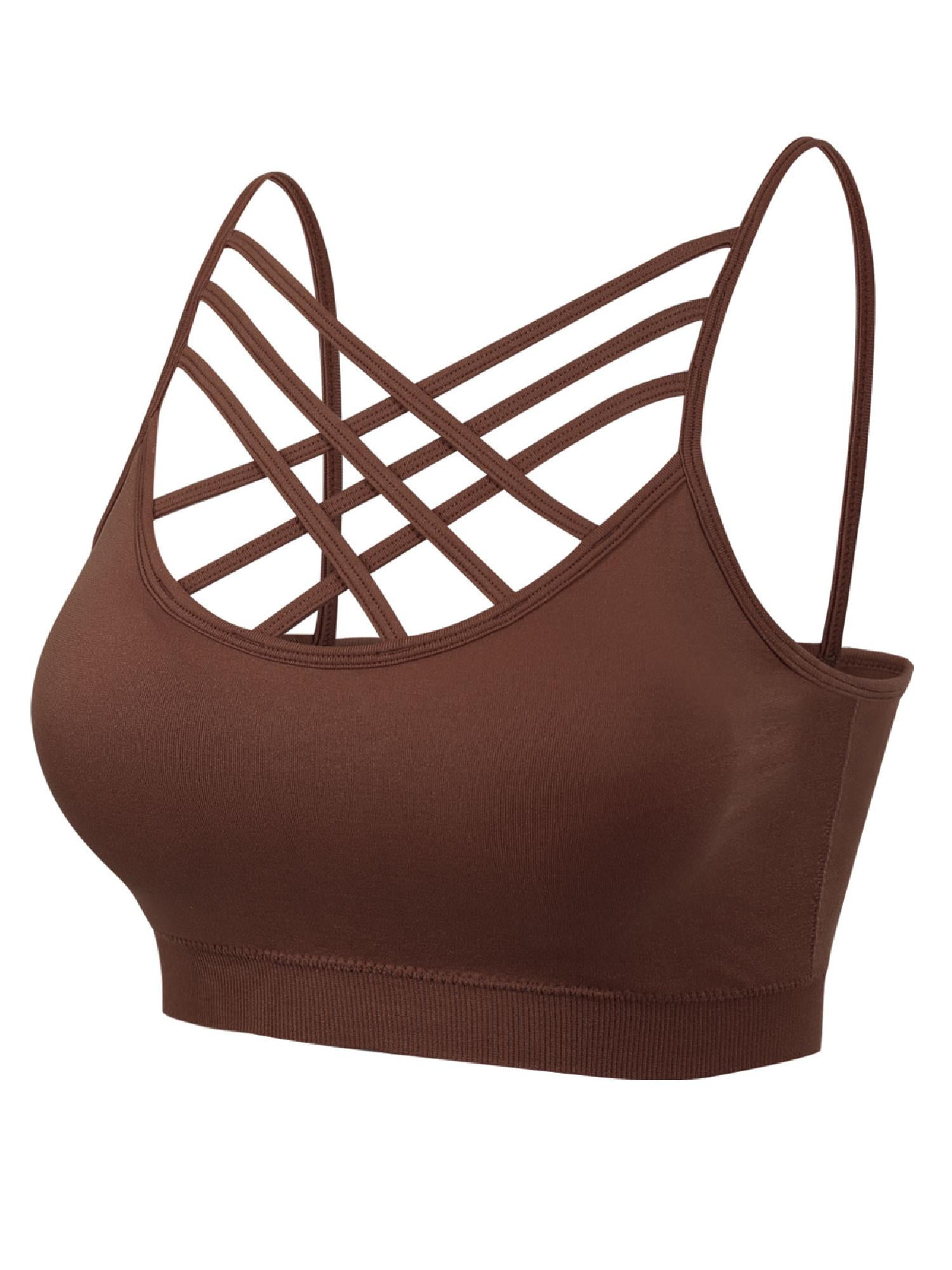 Made by Olivia Women's Front Triple Criss-Cross Bralette Seamless Sport ...