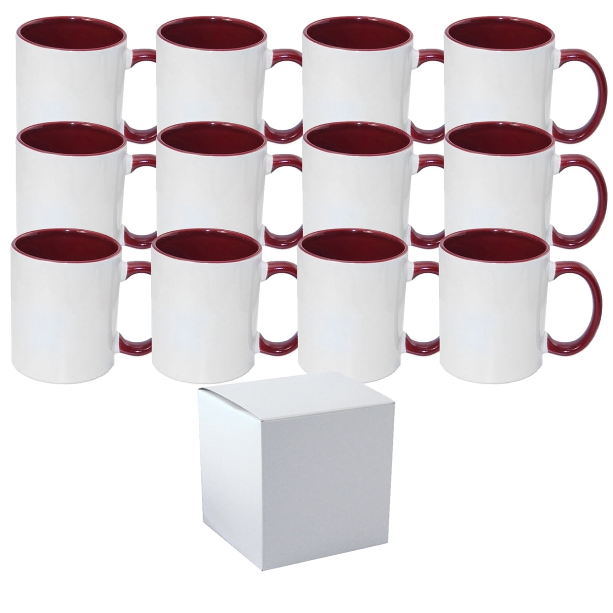 Mugsie 12 Pcs 11 oz. Inner/handle Dark Red (Maroon) Sublimation Mugs ...