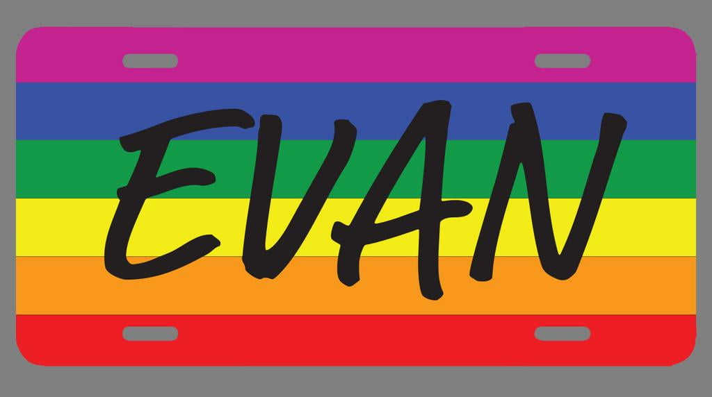 Evan Name Pride Flag Style License Plate Tag Vanity Novelty Metal | UV ...