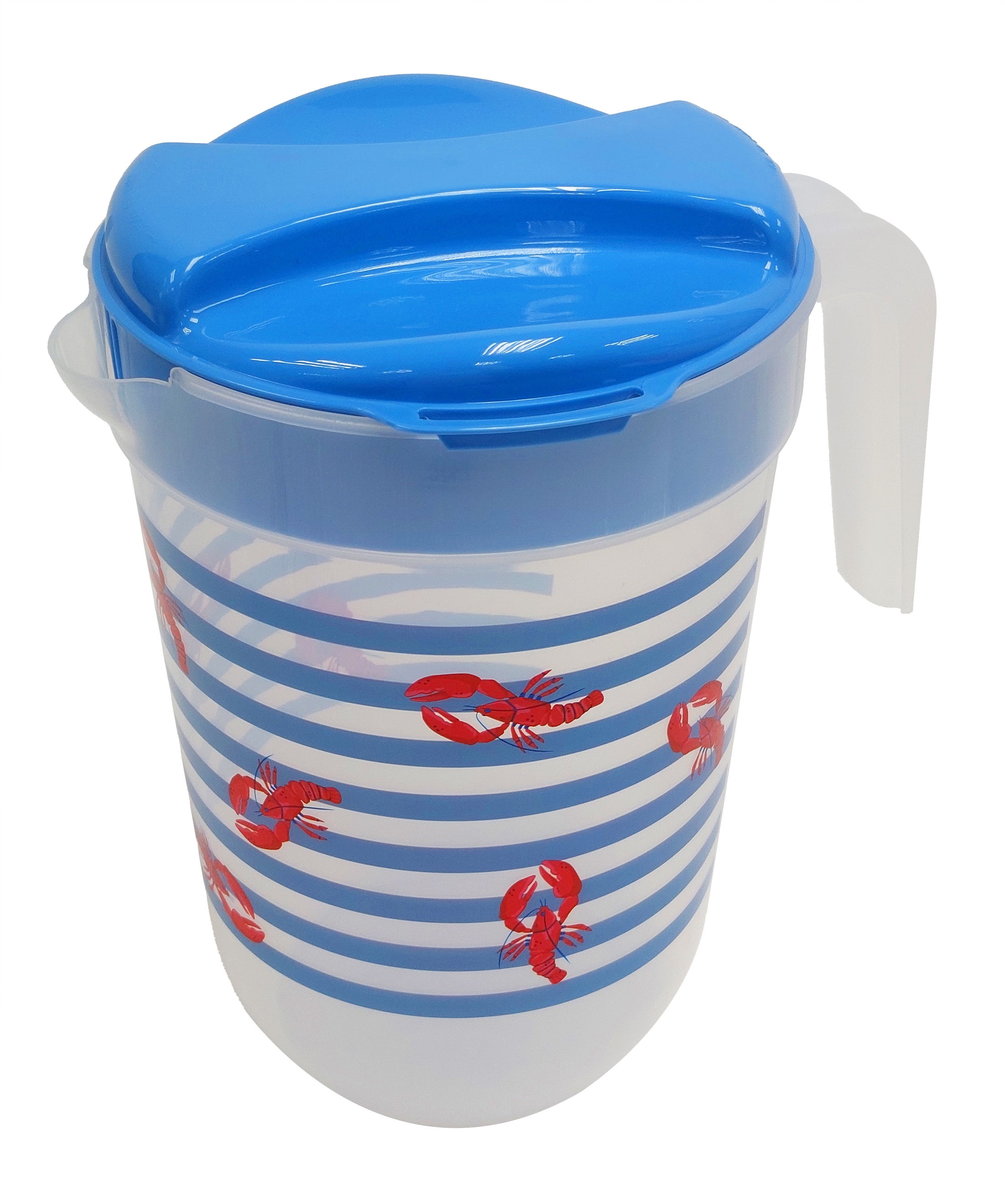 Mainstays Plastic 1 Gallon Pitcher with Blue Lid, Lobster Printing ...