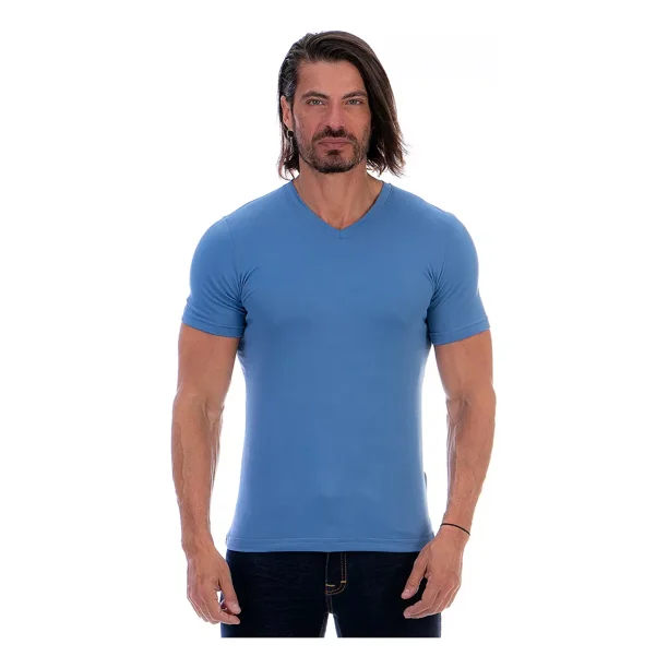 Playera Manga Corta Hombre Lisa Cuello V Slim Fit - Basic | Bodega ...