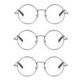EYE ZOOM 3 Pack Round Metal Frame Blue Light Blocking Reading Glasses ...