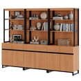 3-Piece Modern 72" Tall Library Bookcases with Metal Base & Adjustable ...