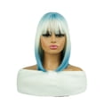 Bobo head with full bangs, gradient sky blue wig for women with short ...
