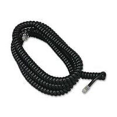 Coiled Phone Cord, Plug/plug, 25 Ft., Black | Bundle of 5 Each ...