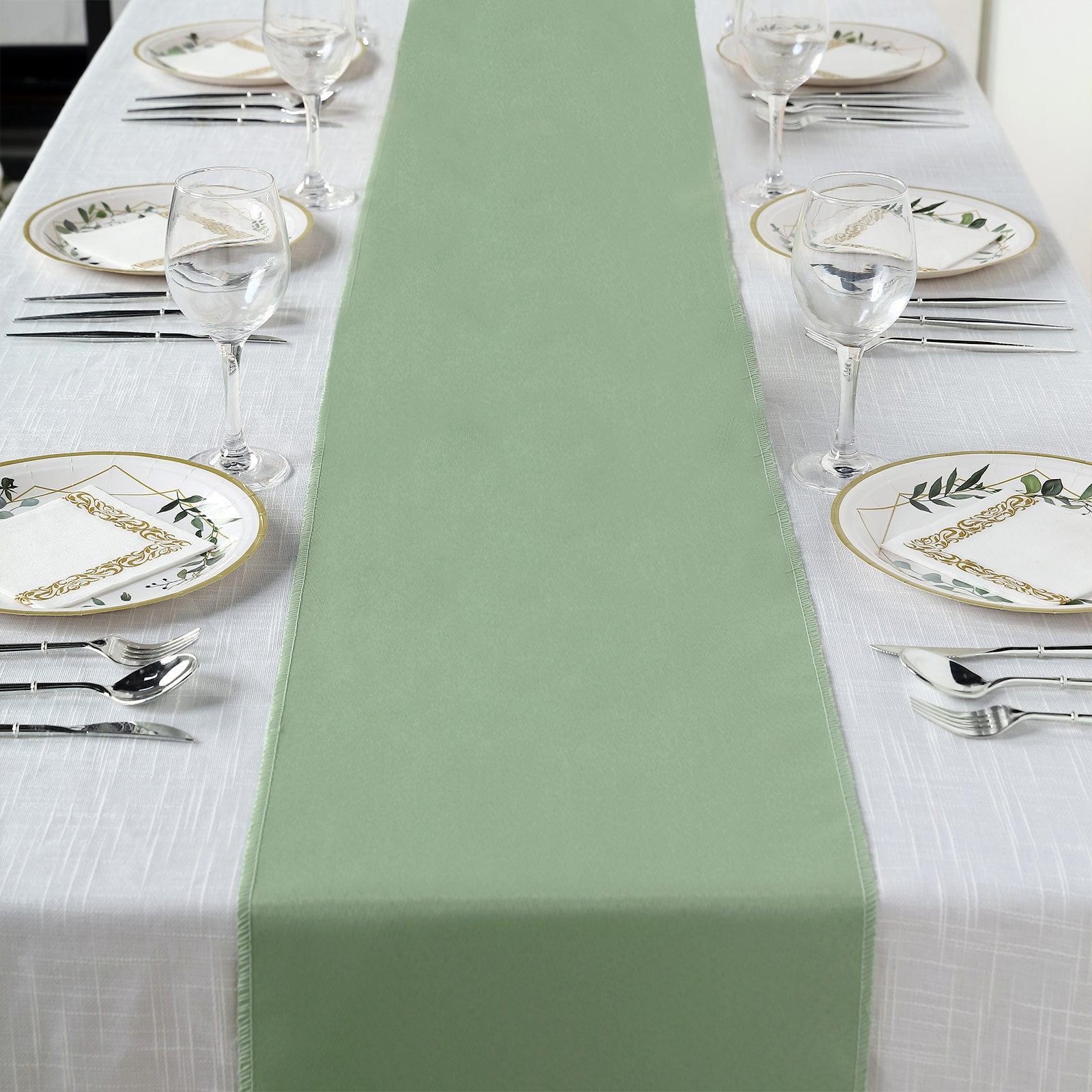 Efavormart SAGE GREEN Premium Polyester Table Top Runner For Weddings ...
