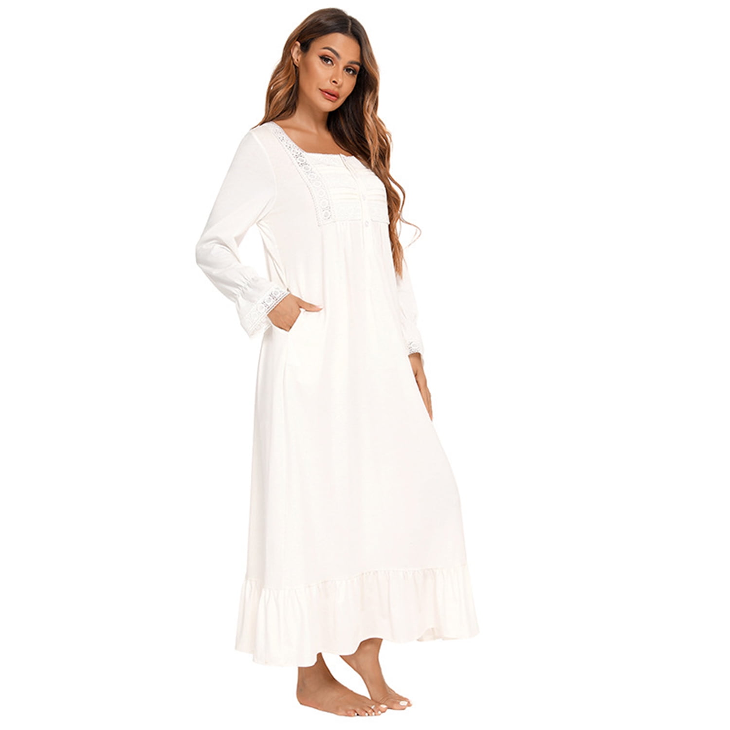 HAWEE Nightgowns for Women, Comfy Long-Sleeve Sleepwear Full Length ...