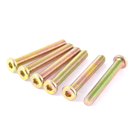 M8 x 55mm Fully Threaded Hex Socket Head Cap Screw Bolt Bronze Tone 6 ...