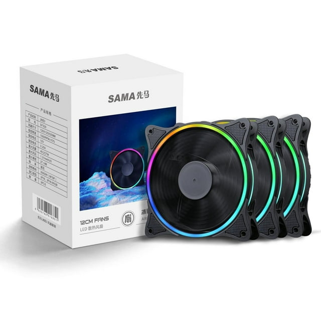 SAMA SF520 Black 120mm ARGB Case Fans 4PIN PWM Interface,Addressable ...