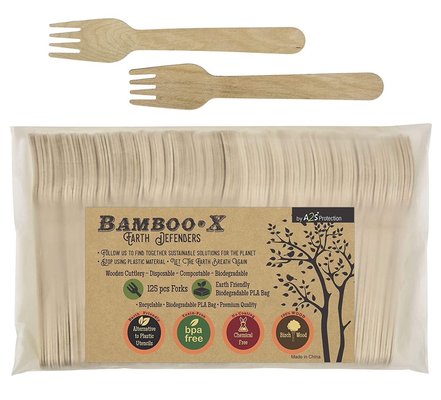 Bamboo -X Wooden Forks Eco Friendly Disposable Wooden Utencils ...