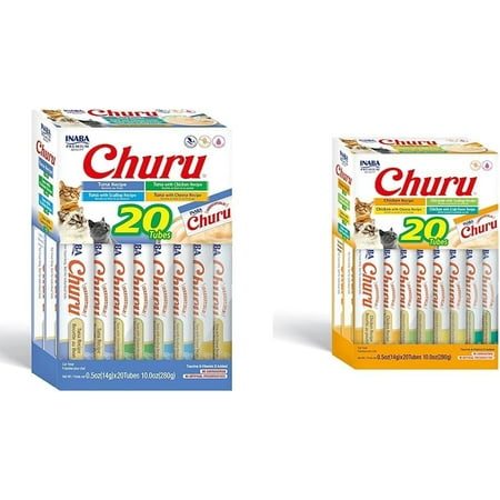 20 Tubes - Churu Cat Treats, Grain-Free, Lickable, Squeezable Creamy ...
