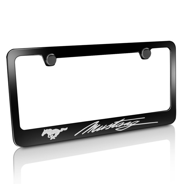 Ford Mustang Red Script Name License Plate Frame (Black) - Walmart.com