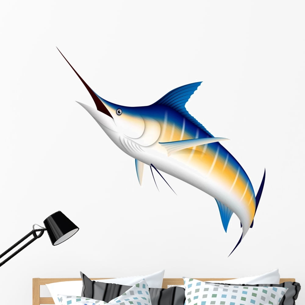 Realistic Blue Marlin Fish Wall Mural by Wallmonkeys Peel and Stick ...