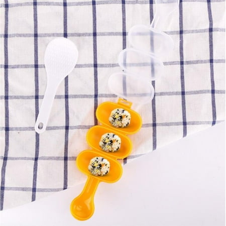 Rice Ball Mold Plastic Non-Stick Rice Roll Shaker 3-Grid ball rolling ...