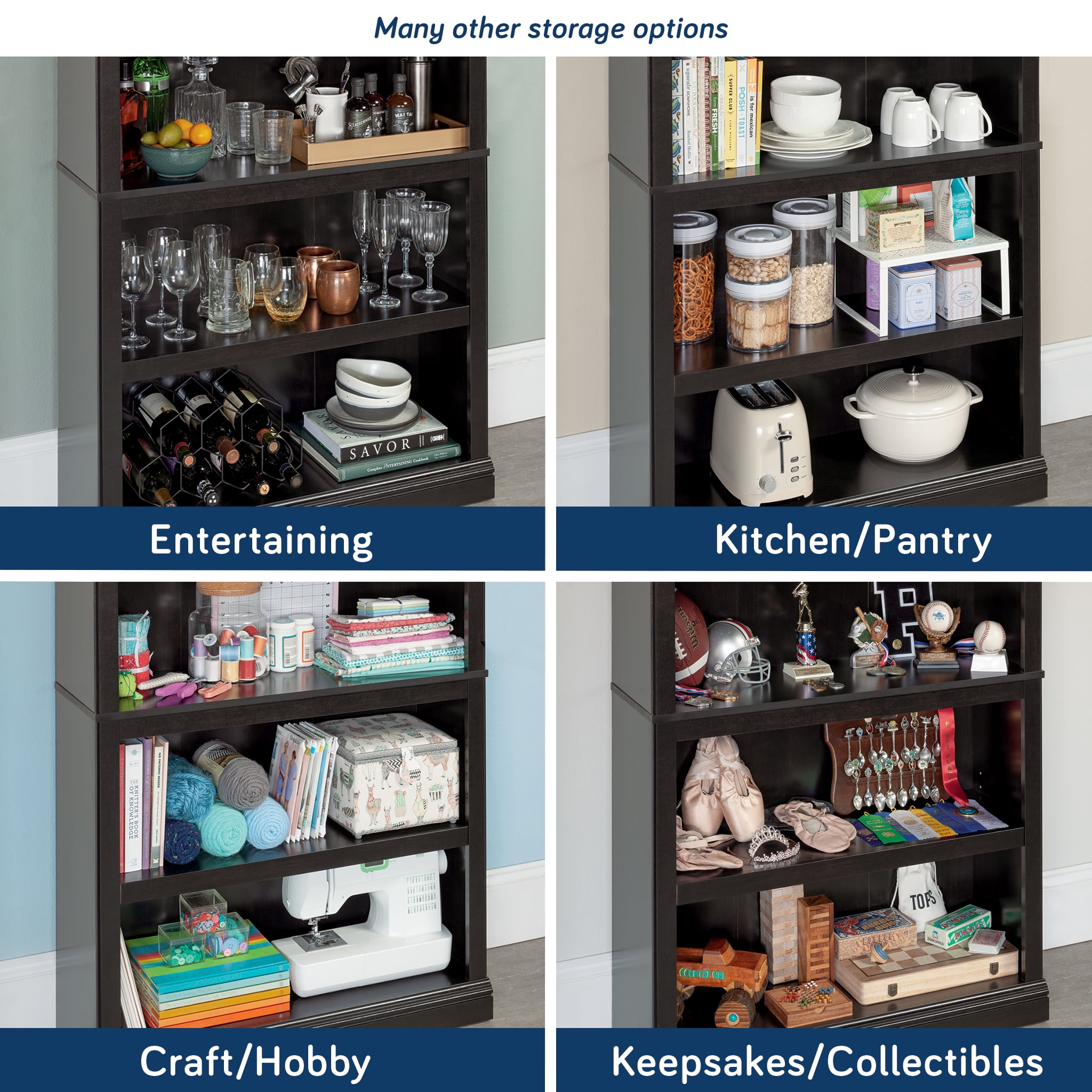 Sauder estate black bookcase store