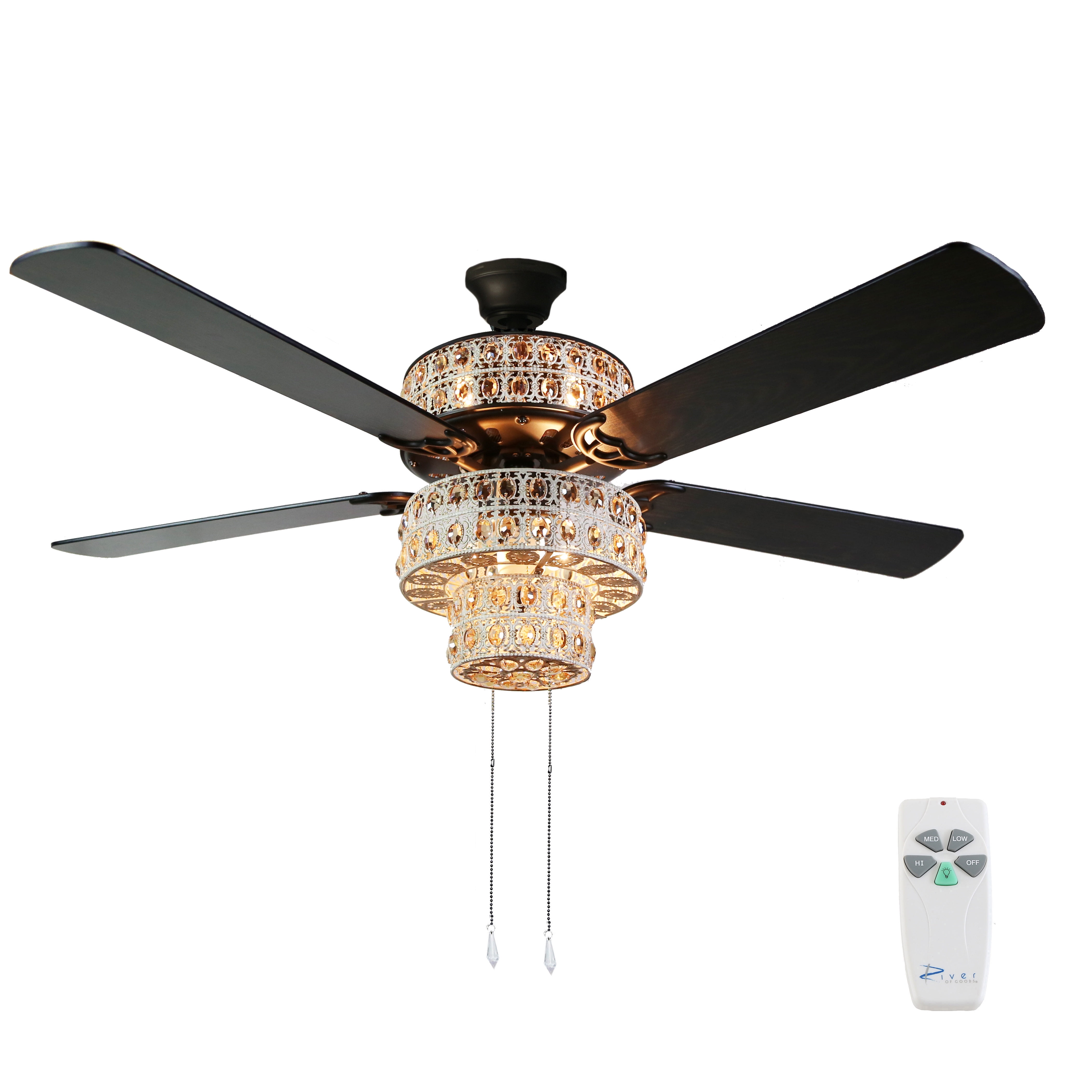 River of Goods 52" Bella Crystal 5-Blade Ceiling Fan with Remote ...