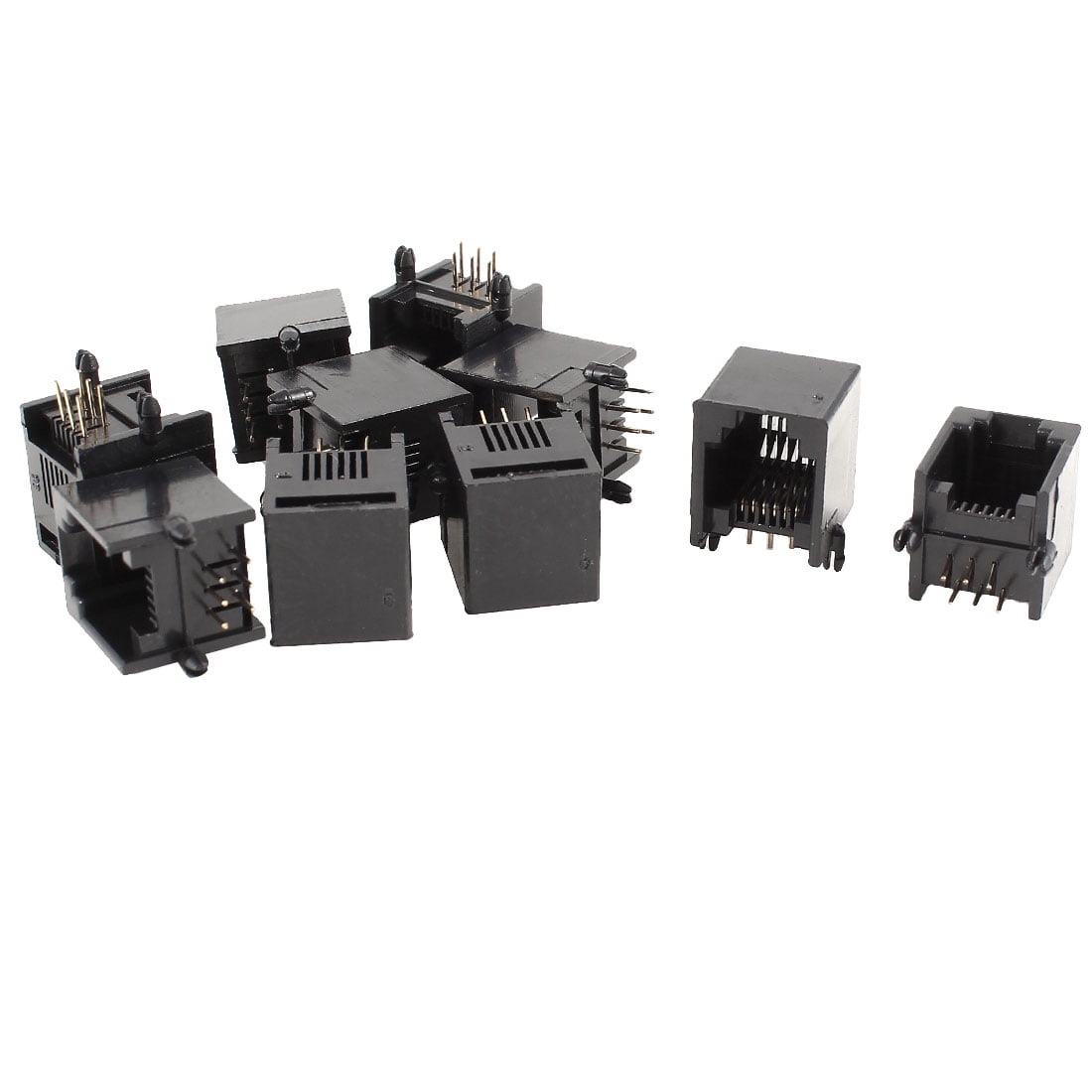 10pcs Black RJ11 Modular Jack 6P6C PCB Socket Mount Telephone ...