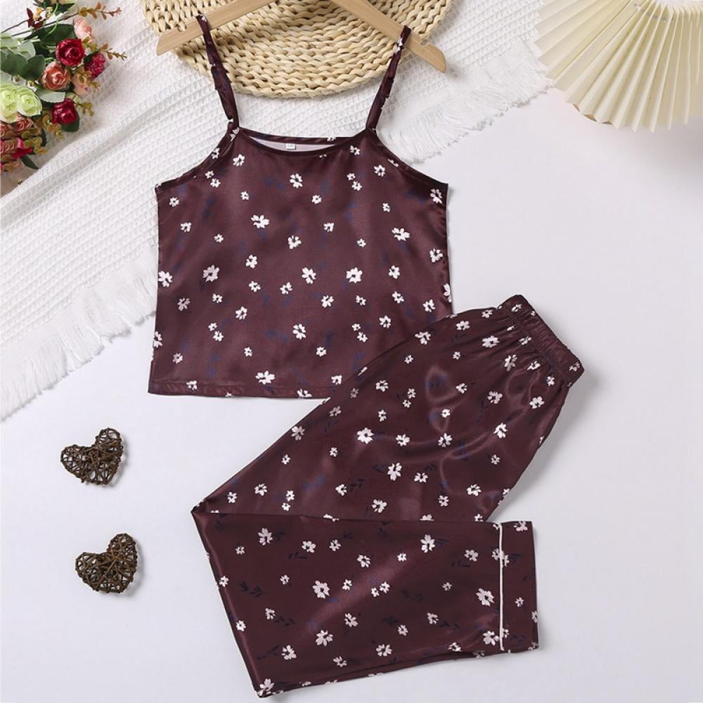 Uccdo 2Pcs Little Girls Satin Silk Pajama Set, Big Girls Summer Clothes ...