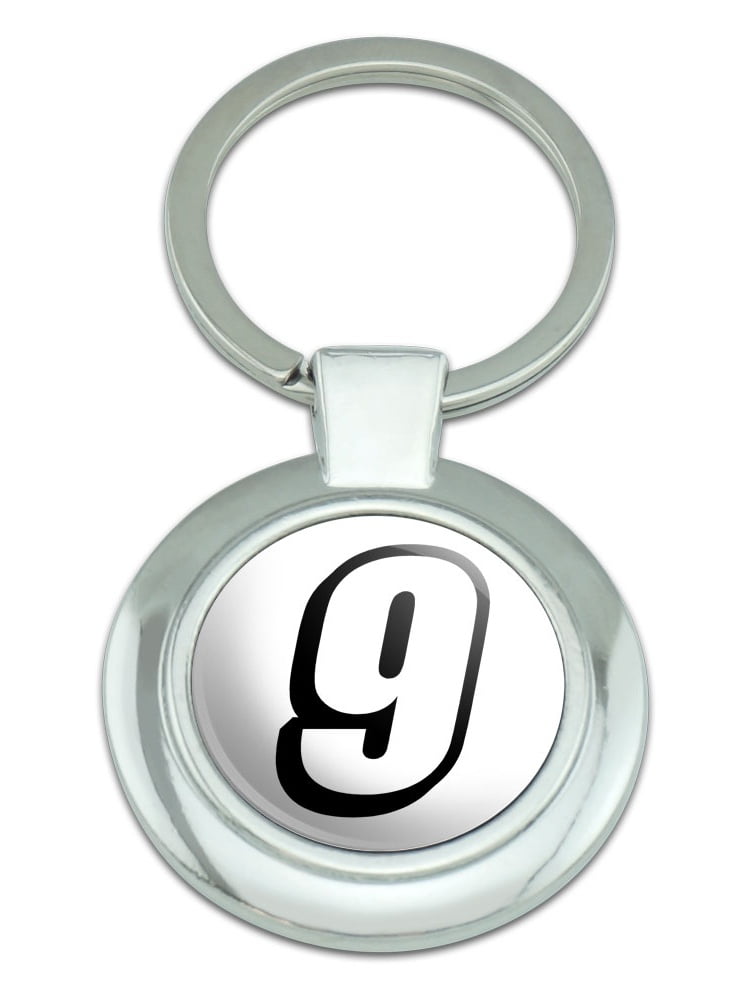 9 Number Nine Classy Round Chrome Plated Metal Keychain - Walmart.com