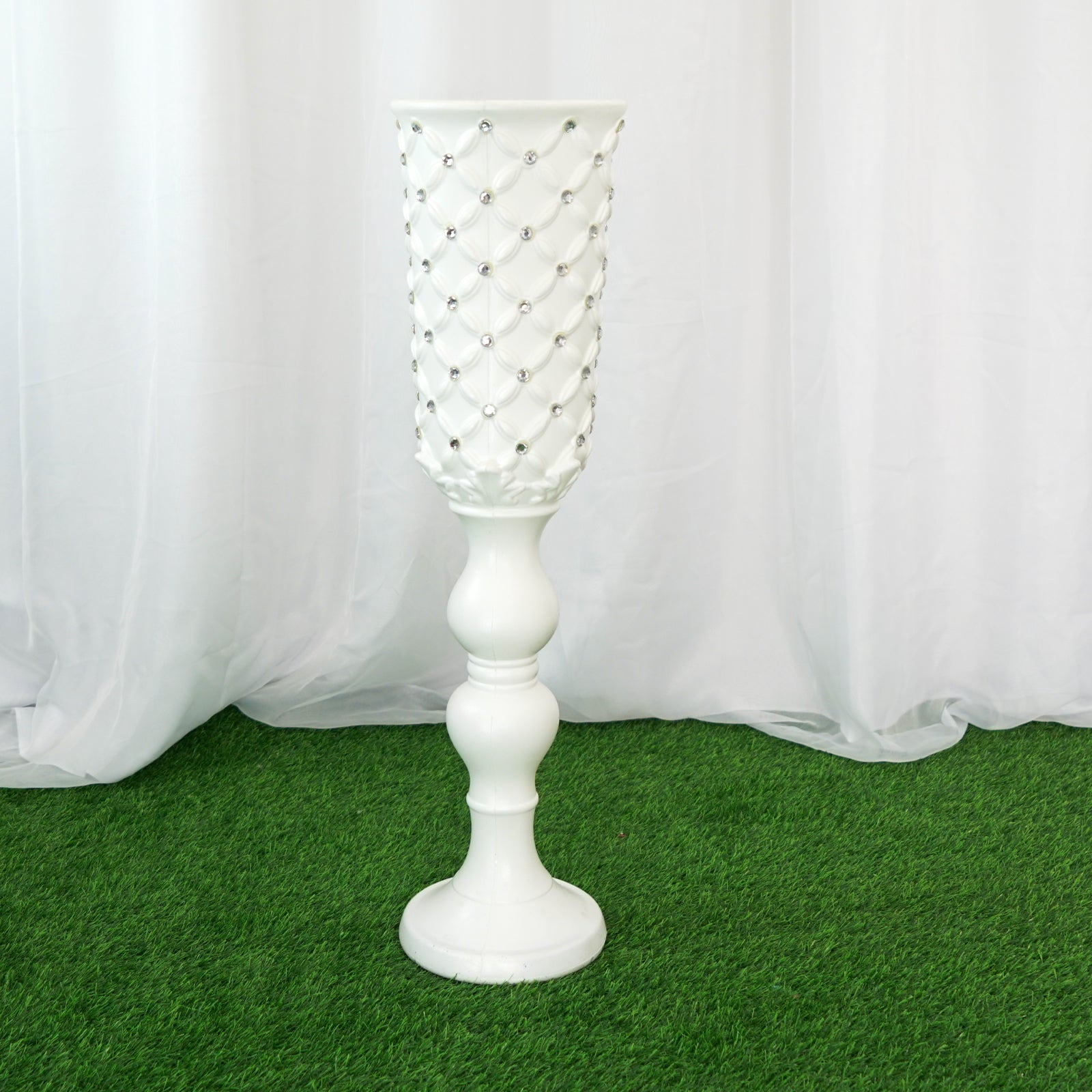 Efavormart 2 Pack 32" Tall White PVC 10mm Crystal Studded French ...