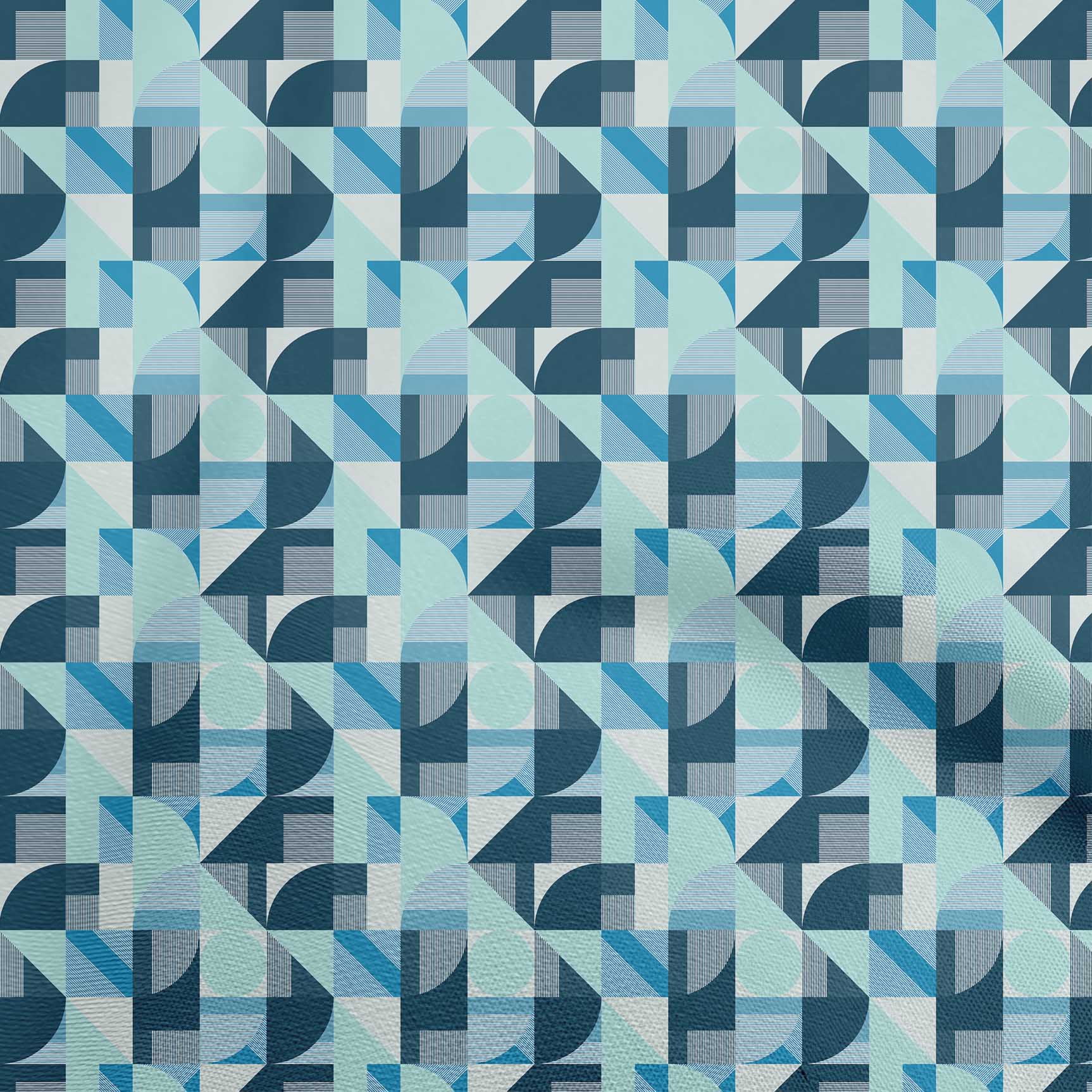 oneOone Silk Tabby Teal Blue Fabric Geometric Sewing Fabric By The Yard ...