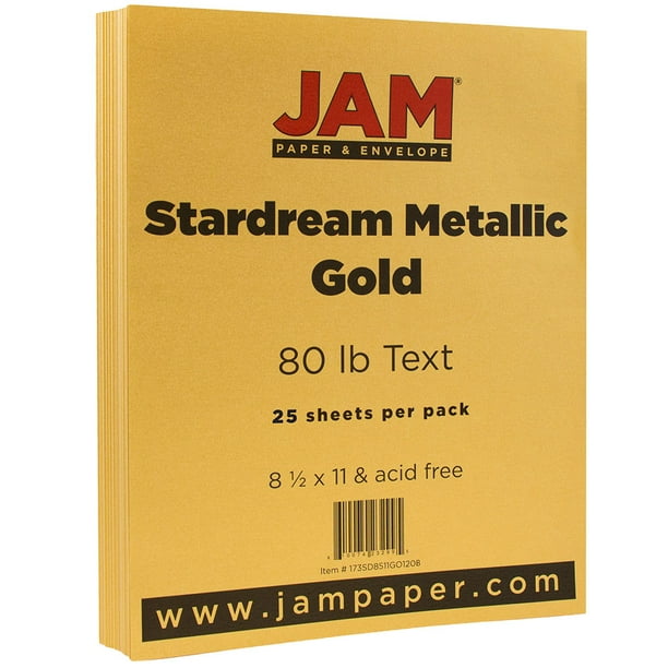 JAM Metallic Paper, 8.5 x 11, 32lb Gold, 25/Pack - Walmart.com