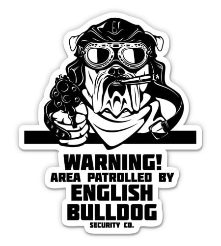 Warning English Bulldog - 8" Vinyl Sticker - For Car Laptop I-Pad ...