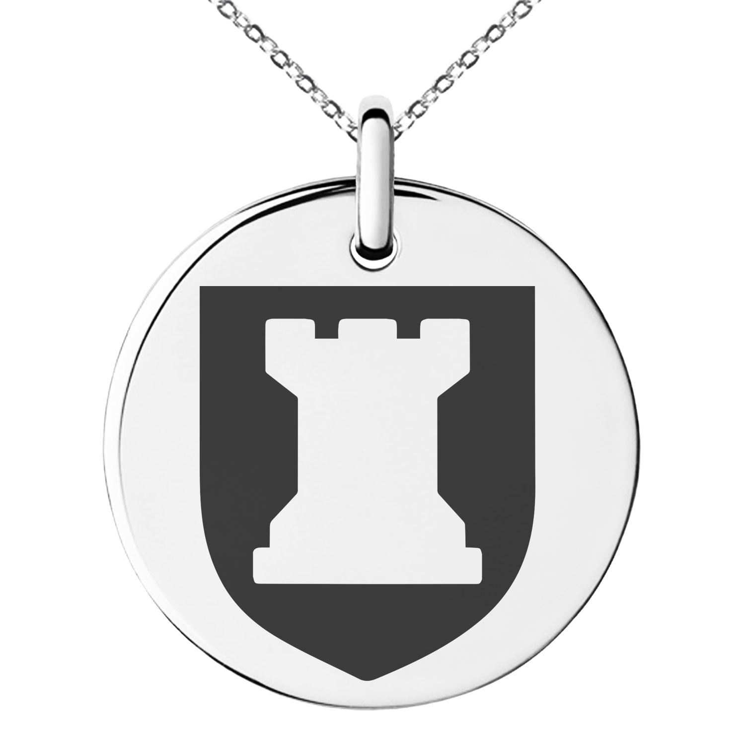 Stainless Steel Rook Strategy Coat of Arms Shield Engraved Small ...