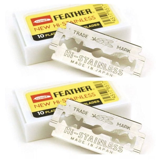 Feather New Hi-Stainless Platinum Coated Double Edge Blade 20 Blades ...