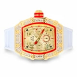 Ice Star Men's Tonneau Diamond Watch, Iced Bezel, Chronograph, Silicone ...