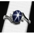 JewelryLoversZone 925 Sterling Silver Blue Star Sapphire Gemstone Ring ...