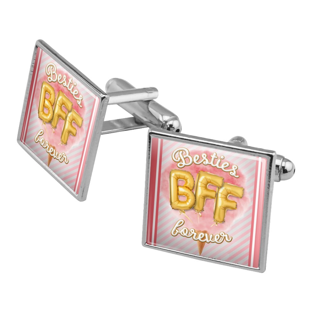Besties BFF Forever Ice Cream Balloons Cone Pink Stripes Square ...