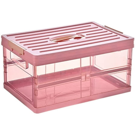 Clear Plastic Storage Bin Fold- able Storage Box Clothes Case Practical ...