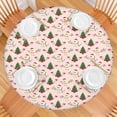 Christmas Duck Tree Light Pink Pattern Round Elastic Tablecloth, 36-44 ...