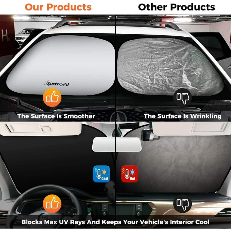 Windshield sun shade which side out store
