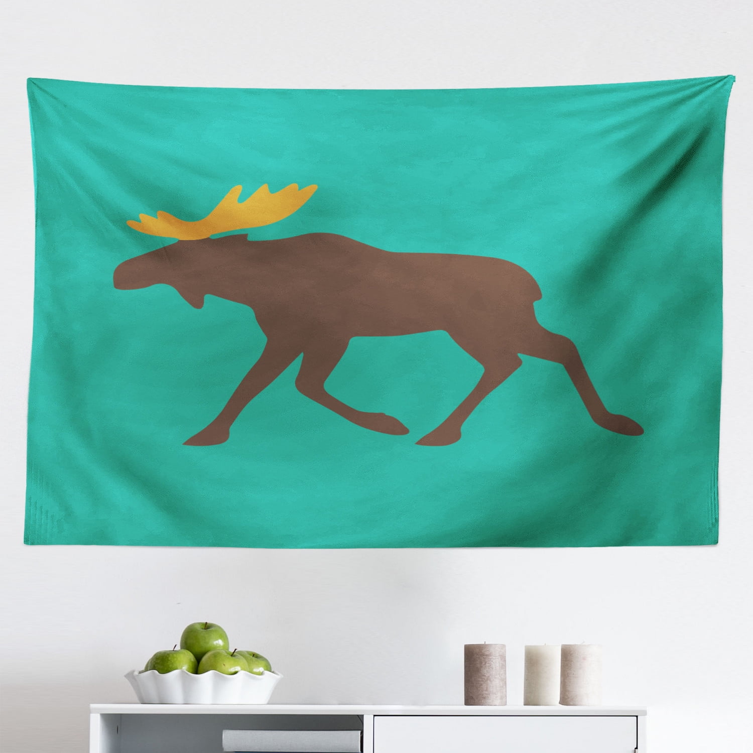 Moose Tapestry, Deer Head Canadian Northern Wilderness Mammals Hunting ...